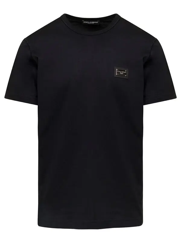 Dolce & Gabbana T-shirt With Logo Tag Detail On The Front In Cotton
