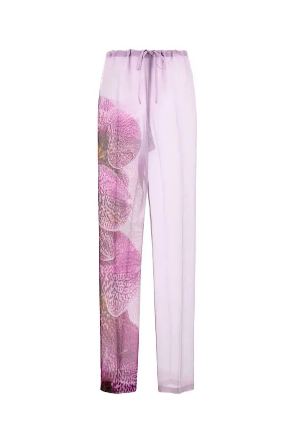 Dries Van Noten Orchid Print Trousers - Purple