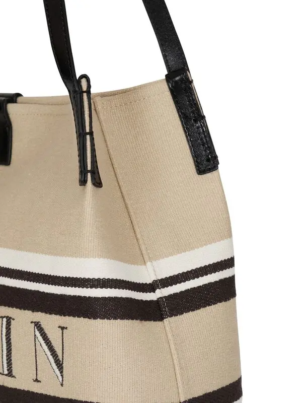 Balmain Canvas And Leather Medium Tote - Multicolor