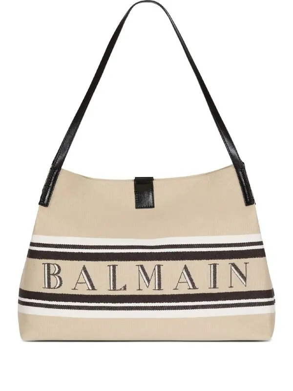 Balmain Canvas And Leather Medium Tote - Multicolor