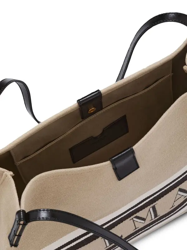 Balmain Canvas And Leather Medium Tote - Multicolor