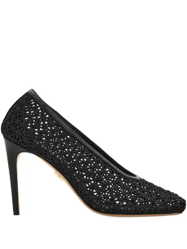 FERRAGAMO Black Macramé Stiletto Pumps - Multicolor