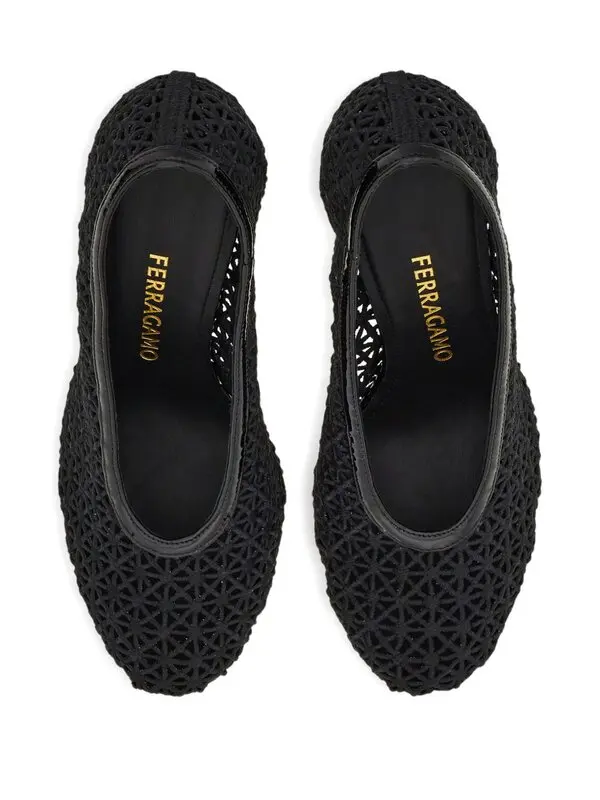 FERRAGAMO Black Macramé Stiletto Pumps - Multicolor