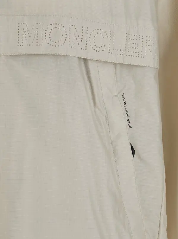 Moncler Beige Jacket With Logo Detail And Removable Hood - Multicolor