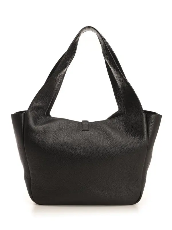 Saint Laurent Le 5 À 7 Bea" Tote Bag In Hammered Leather - Black