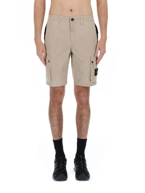 Stone Island Cargo Shorts With Logo Patch