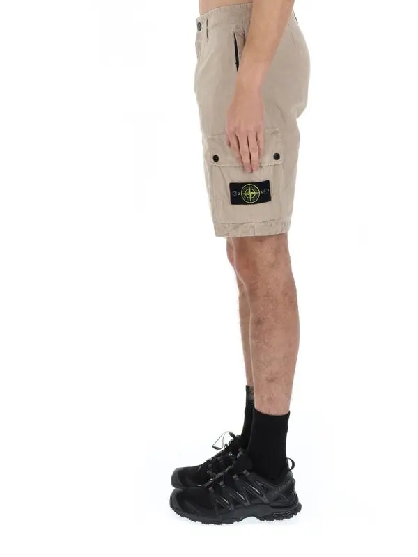 Stone Island Cargo Shorts With Logo Patch