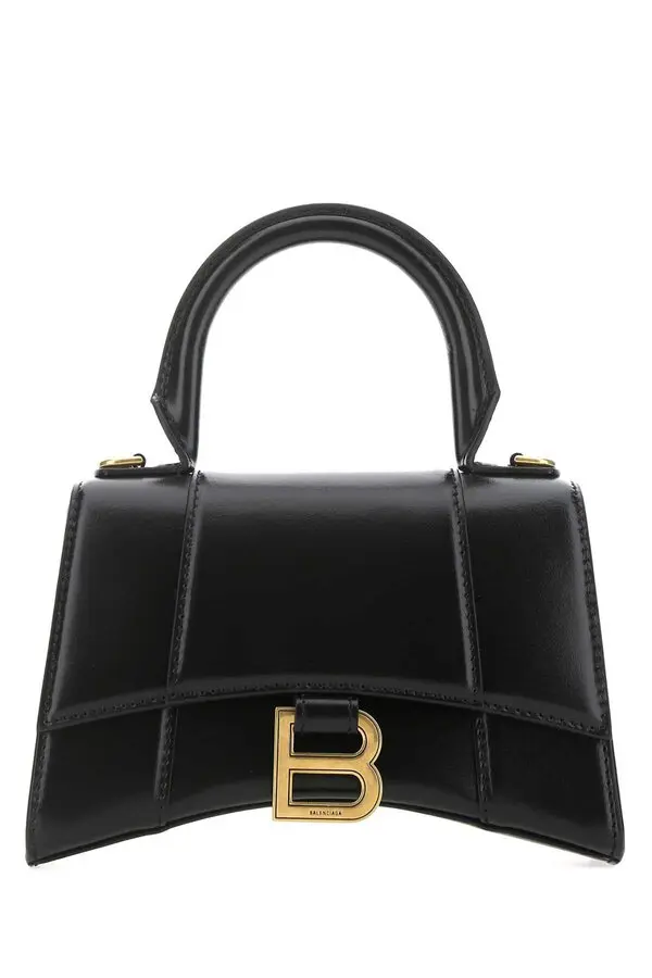 Balenciaga Leather Xs Hourglass Handbag - Black