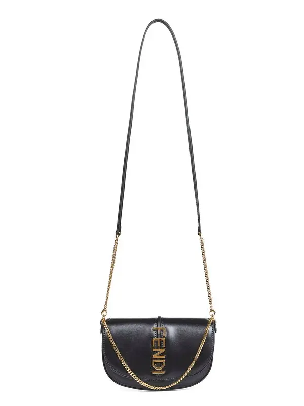 Fendi Black Leather Wallet On Chain - Multicolor