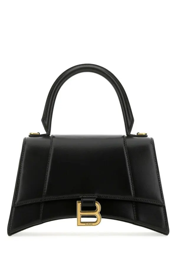 Balenciaga Small Hourglass Handbag In Leather - Black