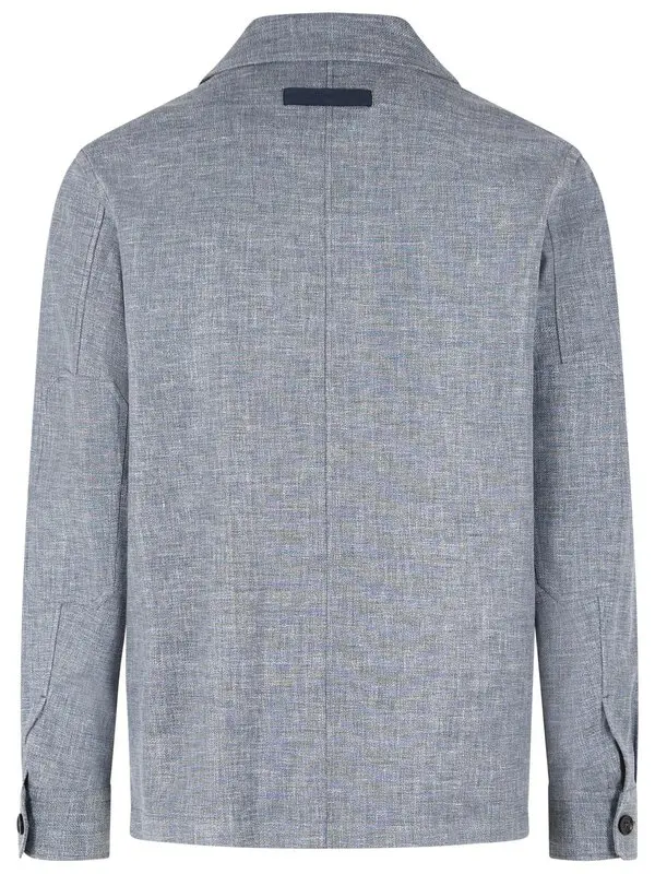 Zegna Light Blue Linen Blend Shirt - Gray