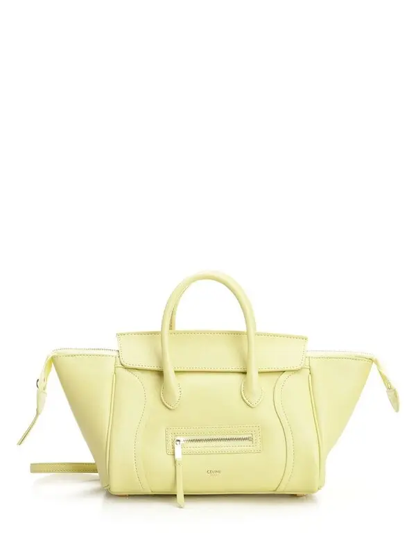 Celine Small Luggage In Soft Shiny Lambskin - Yellow