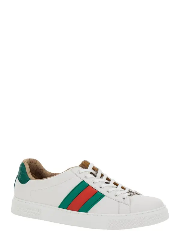 Gucci Ace Low Top Sneakers With Web Detail