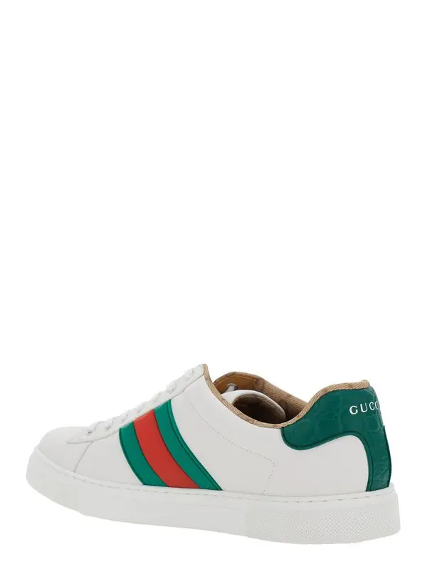 Gucci Ace Low Top Sneakers With Web Detail