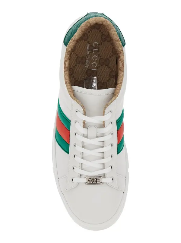 Gucci Ace Low Top Sneakers With Web Detail