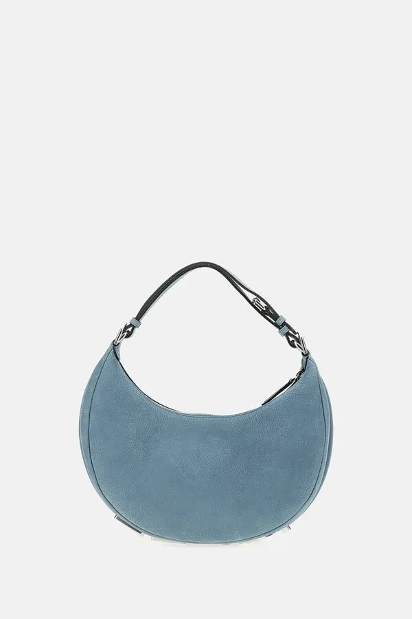 Fendi Small Hobo Bag In Leather With Vintage Gold Metal Lettering - Multicolor