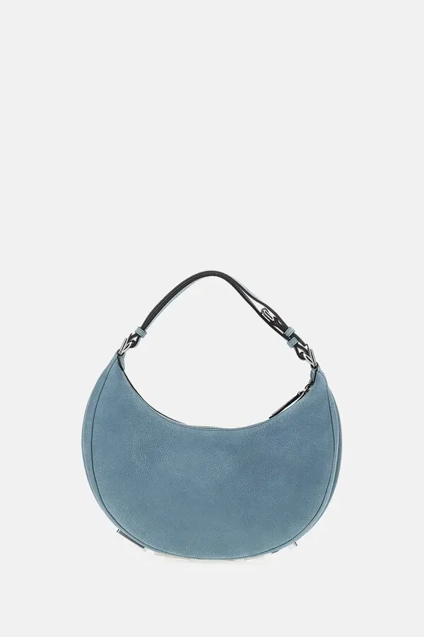 Fendi Small Hobo Bag In Leather With Vintage Gold Metal Lettering - Multicolor