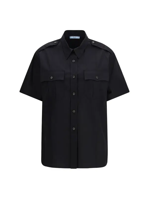 Prada Short Sleeve Poplin Shirt - Black