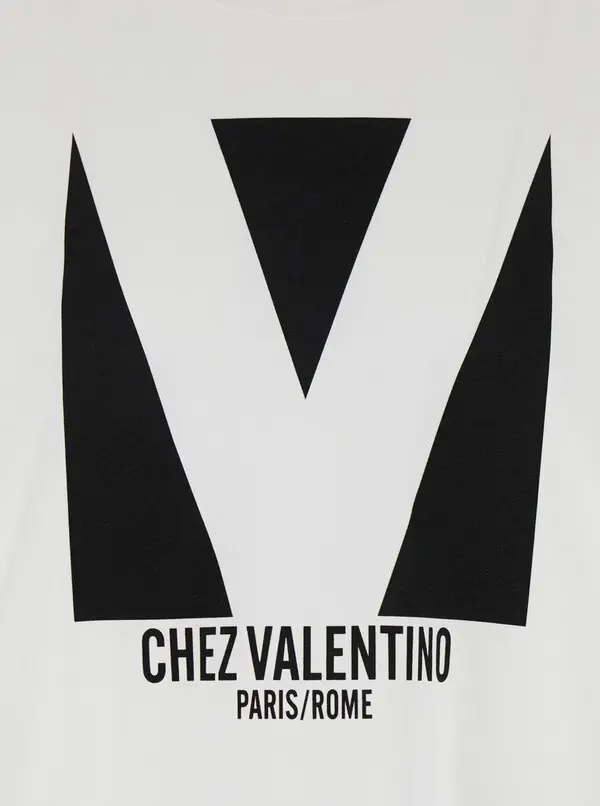 Valentino Garavani Chez' Crewneck T-shirt With Maxi Logo Print On The Front In Cotton