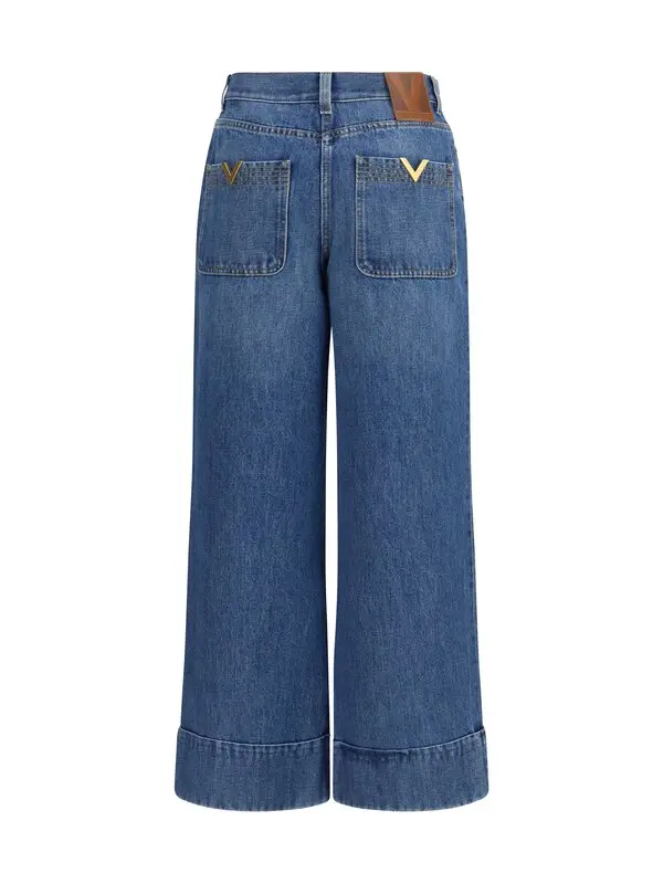 Valentino Garavani Logo Detail Jeans - Blue