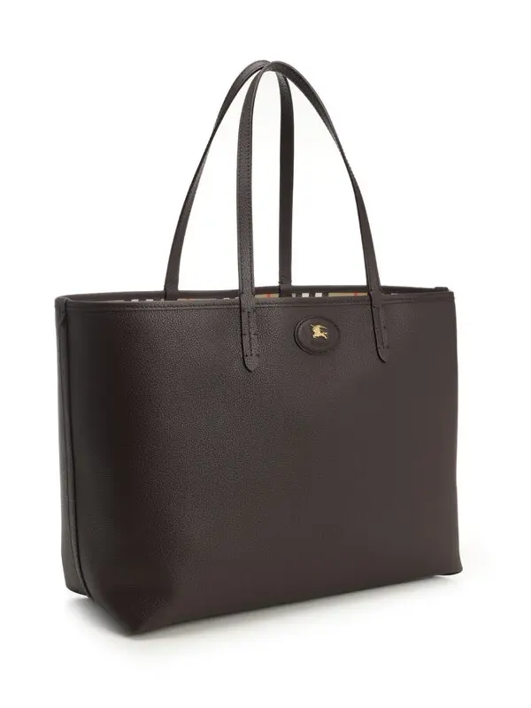 Burberry Reversible Grained Calfskin Tote Bag With Knight Stamp - Cream