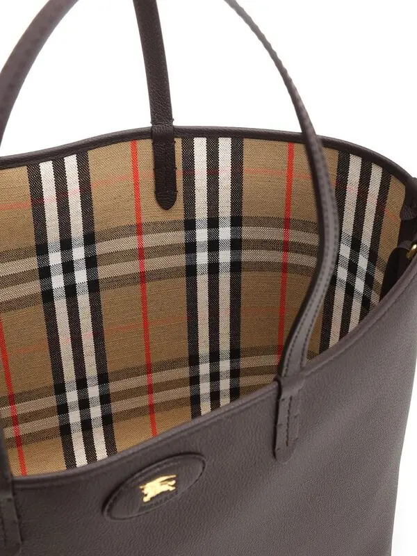 Burberry Reversible Grained Calfskin Tote Bag With Knight Stamp - Cream