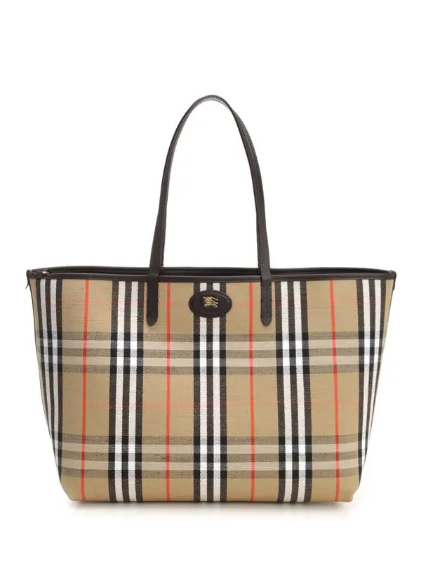 Burberry Reversible Grained Calfskin Tote Bag With Knight Stamp - Cream