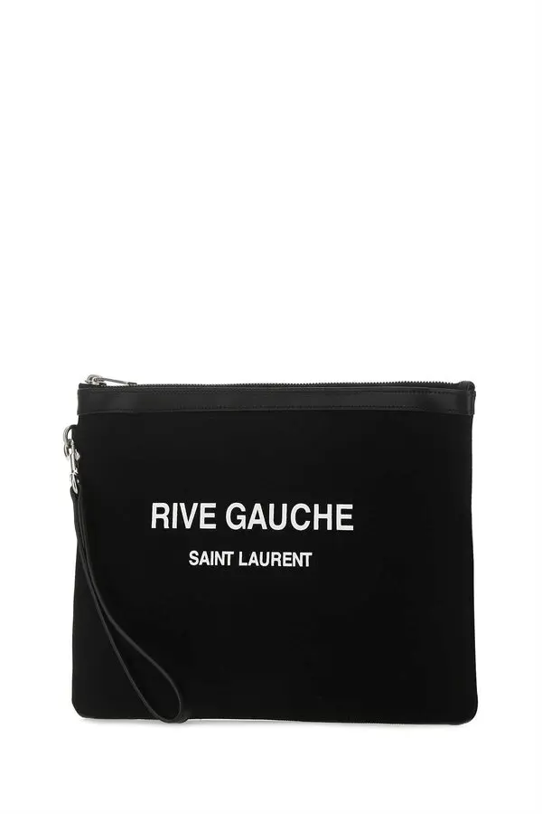 Saint Laurent Canvas Rive Gauche Clutch - Black