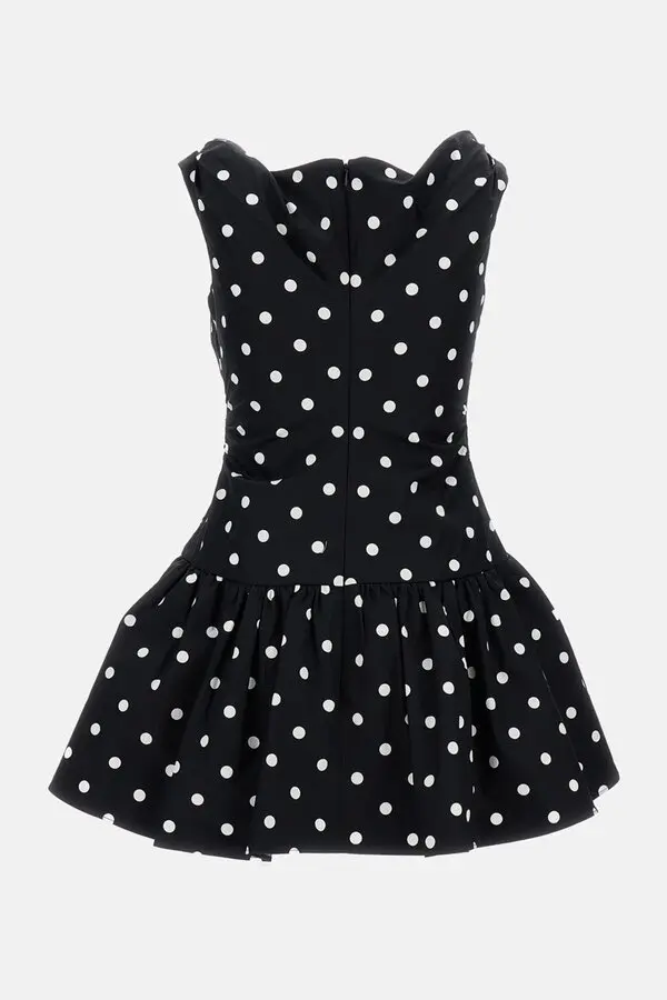 SELF-PORTRAIT Black Polka Dot Cotton Mini Dress - Multicolor