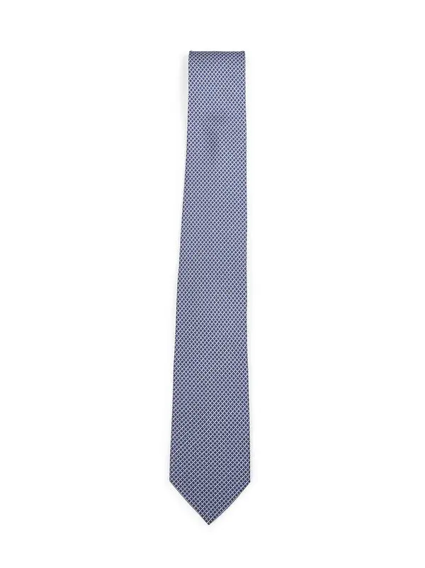 FERRAGAMO Gancini Print Silk Neck Tie - Multicolor
