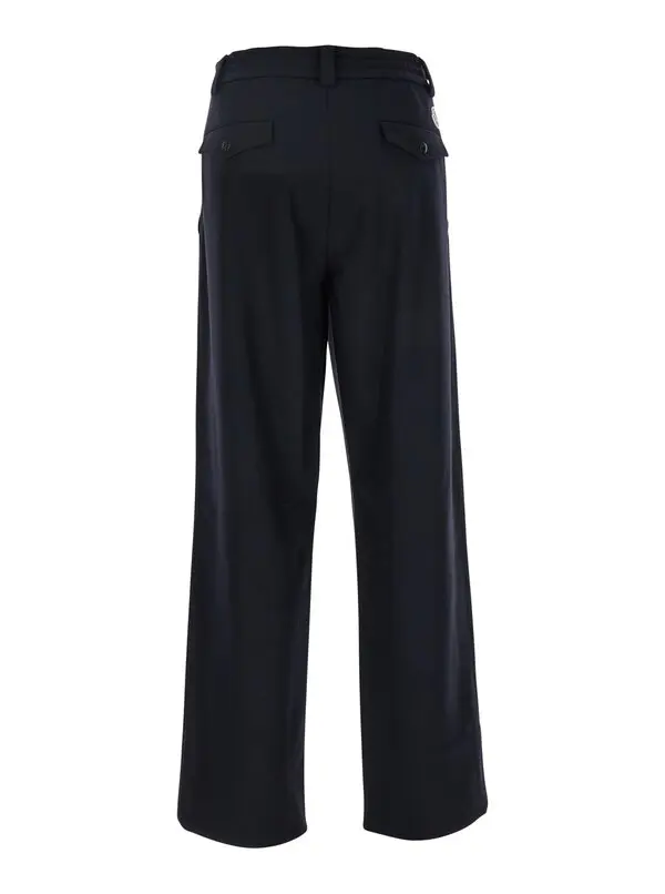 Moncler Wool Relaxed Fit Drawstring Pants With Logo Patch - Multicolor
