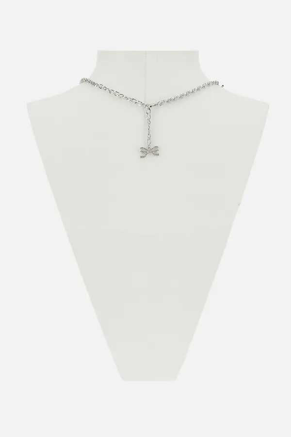 SELF-PORTRAIT Crystal Bow Choker Necklace - Multicolor