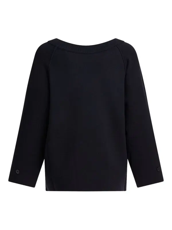 Max Mara Boat Neck Long Sleeve Sweater With Tonal Logo - Multicolor