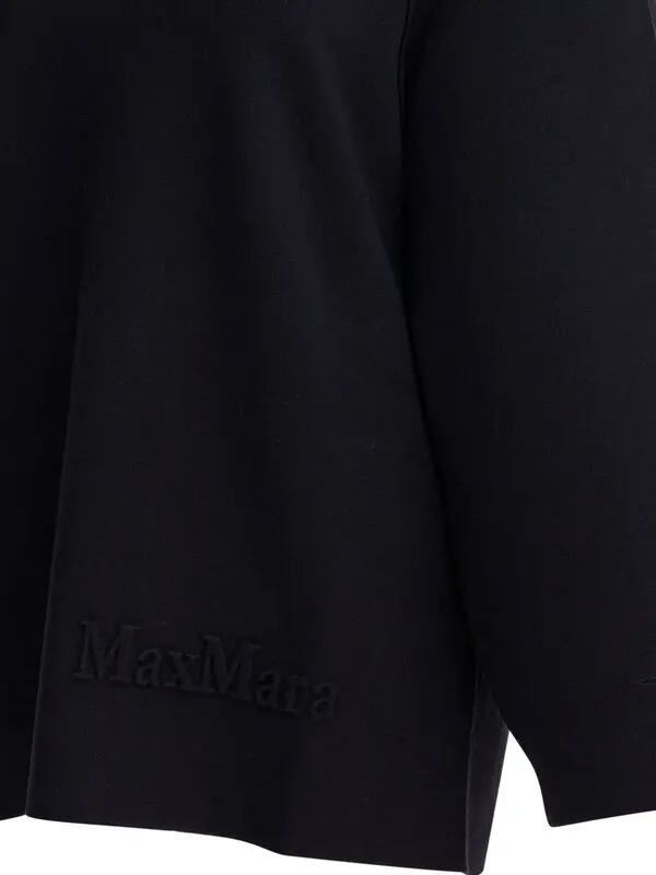 Max Mara Boat Neck Long Sleeve Sweater With Tonal Logo - Multicolor