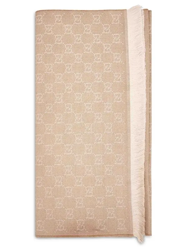 Gucci Beige Gg Jacquard Wool Scarf - Multicolor