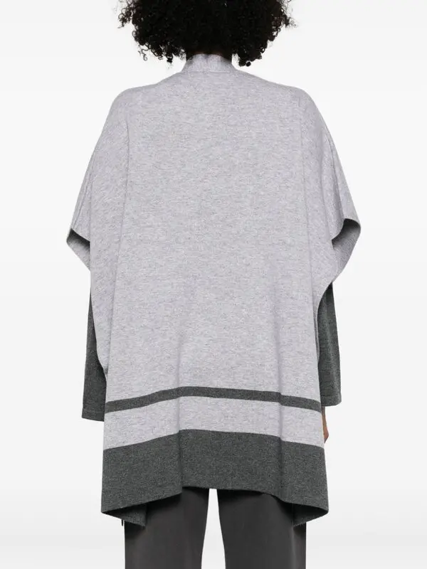 Max Mara Cashmere Wool Cape With Stripe Detail