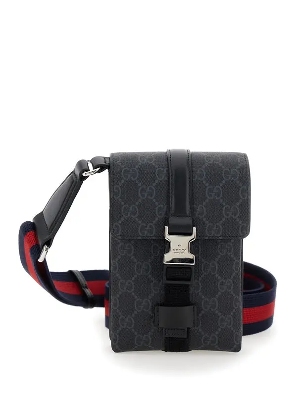 Gucci Black Gg Monogram Tech Fabric Crossbody Bag - Multicolor