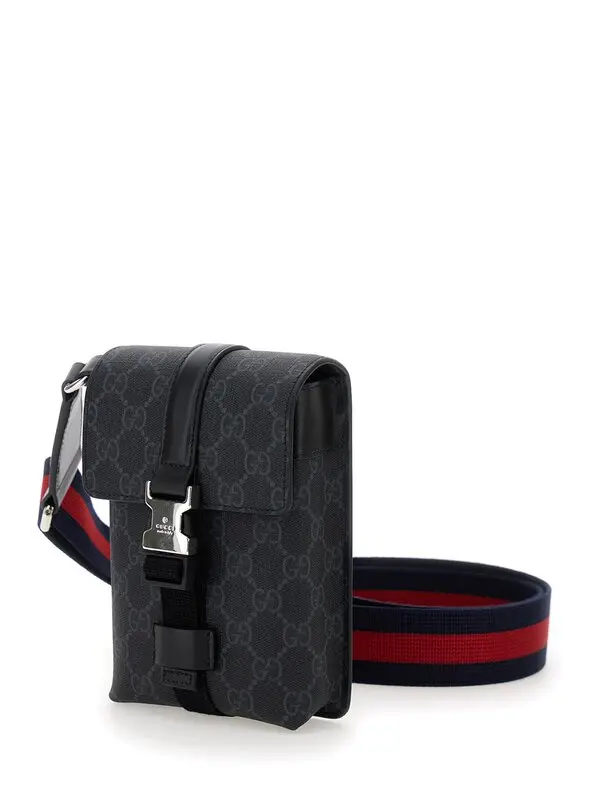 Gucci Black Gg Monogram Tech Fabric Crossbody Bag - Multicolor