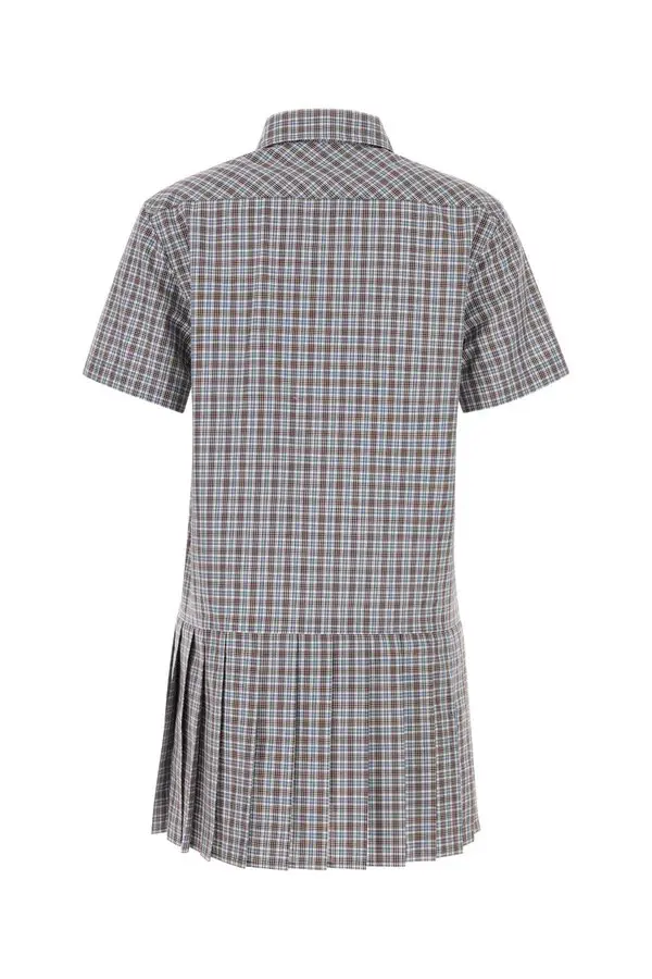 Miu Miu Embroidered Cotton Mini Shirt Dress