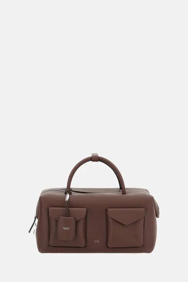 Max Mara M" Shaped Holdall Cargo Bag In Smooth Calfskin Leather - Multicolor