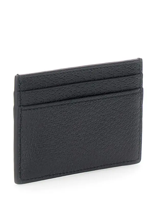 Gucci Gg Marmont' Black Card Holder With Gg Logo On The Front In Leather