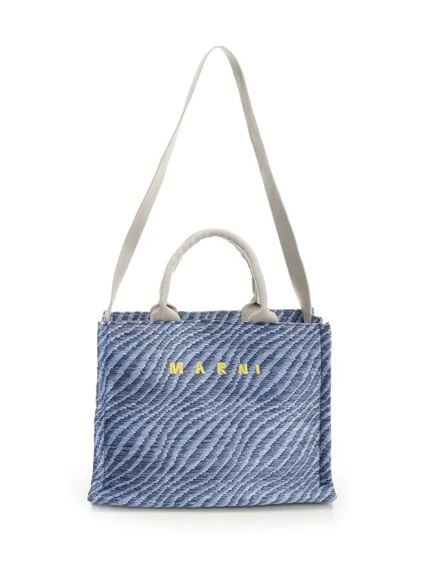 Marni Raffia-effect Handbag - Blue