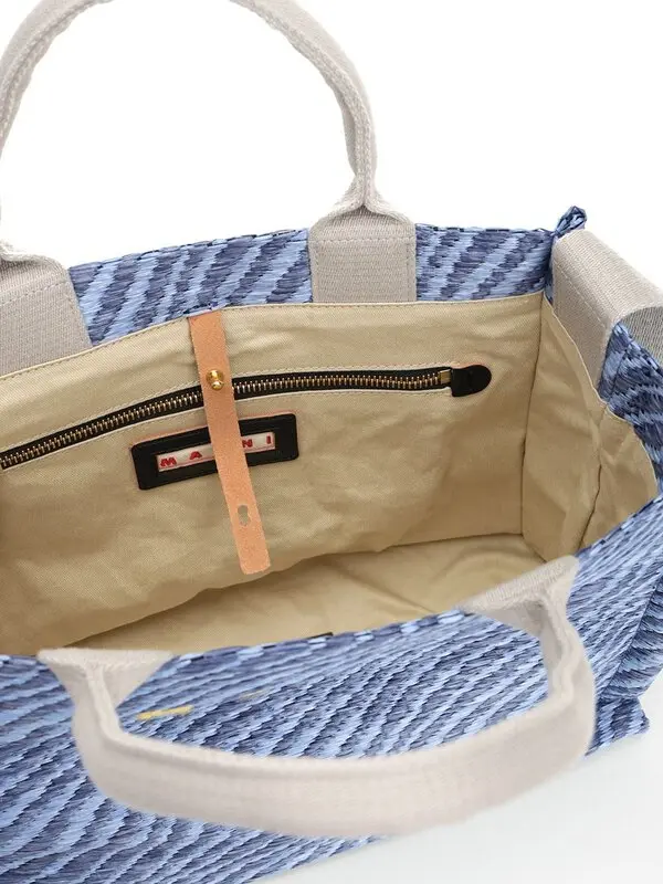 Marni Raffia-effect Handbag - Blue