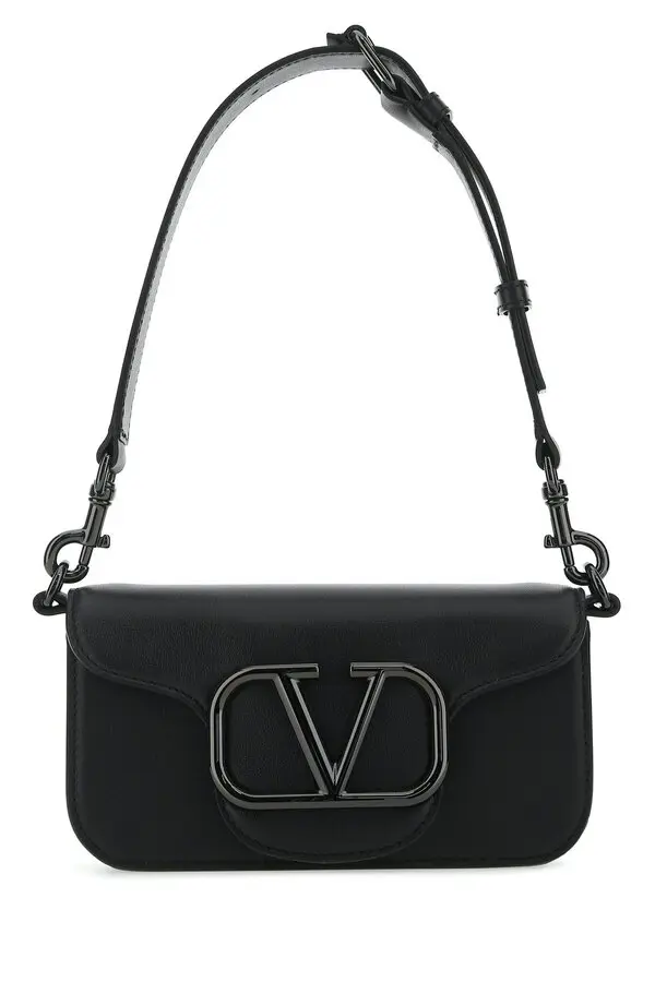 Valentino Garavani Calf Leather Shoulder Bag - Black