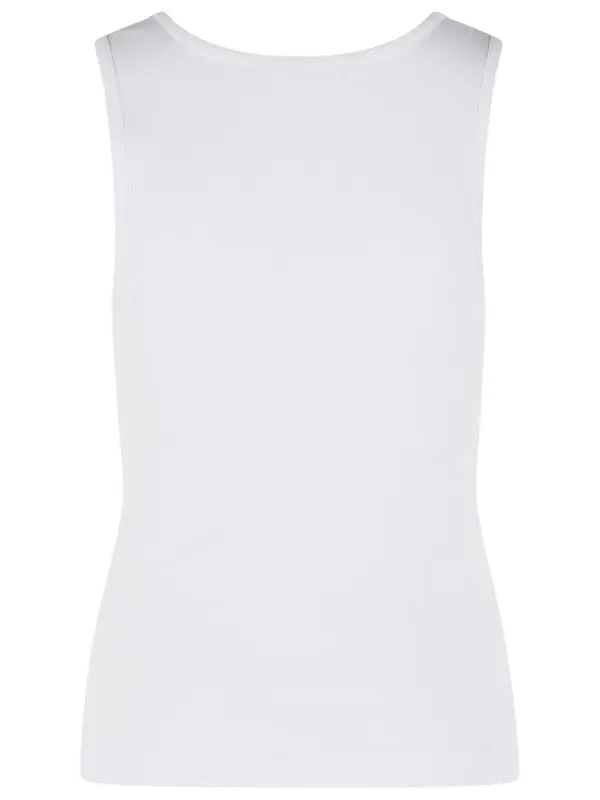 Dolce & Gabbana Textile Glass Blend Tank Top - White