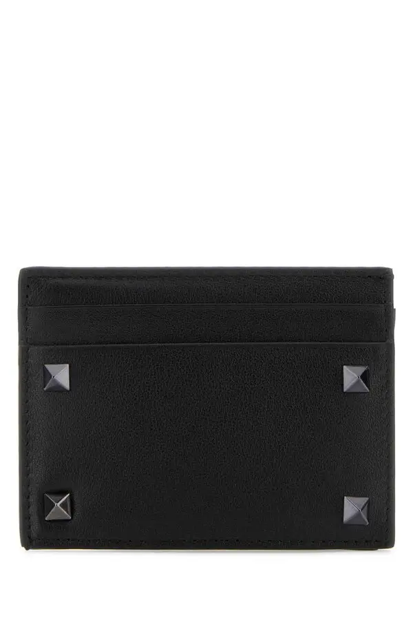Valentino Garavani Leather Rockstud Card Holder - Black