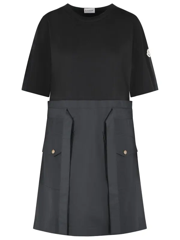 Moncler Cotton Dress With Flap Pockets - Black