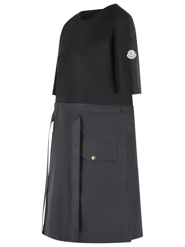 Moncler Cotton Dress With Flap Pockets - Black