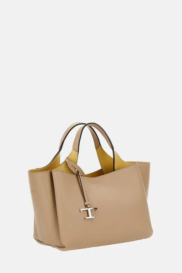 TOD'S Leather Handle Bag With Silver T Charm - Multicolor