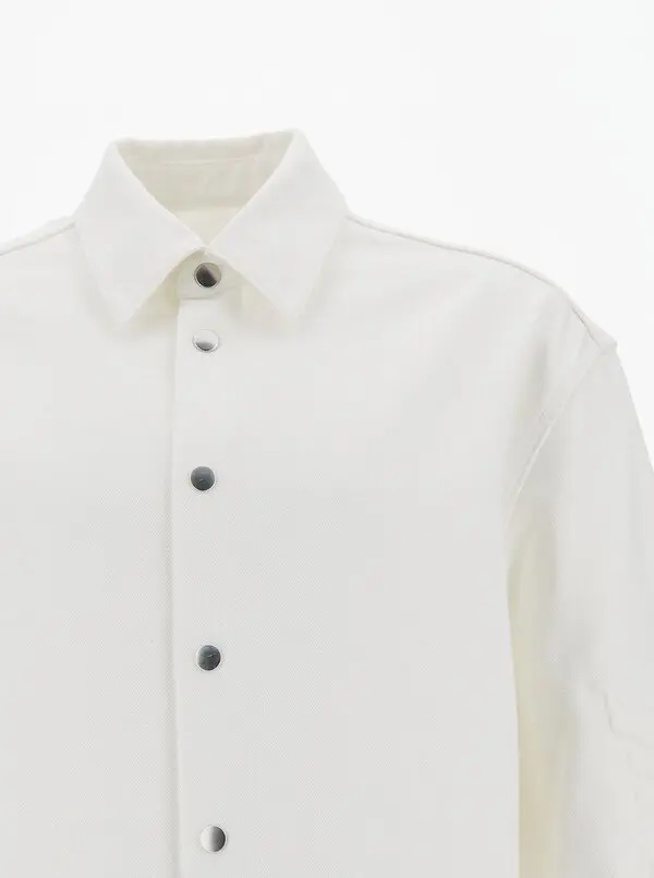 JIL SANDER White Shirt With Embossed Logo In Denim - Multicolor